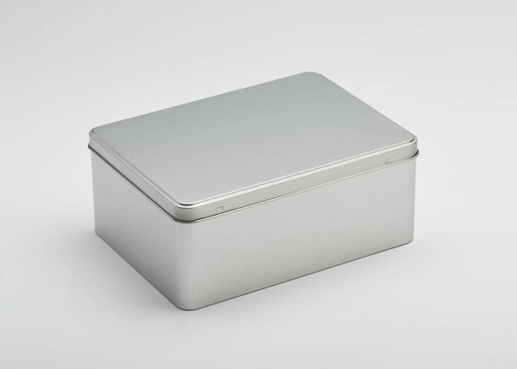 6 x PL420 Plain Silver A5 Rectangular Tin Large with hinged lid ...